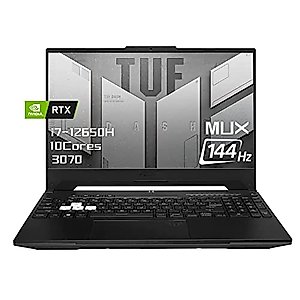 ASUS 2022 Newest TUF Dash 15.6" FHD 144Hz Gaming Laptop – Intel Core i7 12650H (10 Cores) - DDR5 - RTX 3070 MUX– Thunderbolt 4, WiFi 6, Win11, Black, w/HDMI (32GB RAM | 2TB PCIe SSD)