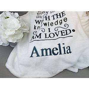 Child of God Blanket-Inspirational Throw-Religious Blanket-Gift for Baptism/First Communion-Christening Blanket-Gift for Godson/Goddaughter/Grandson/Granddaughter/Niece/Nephew (White - Personalized)