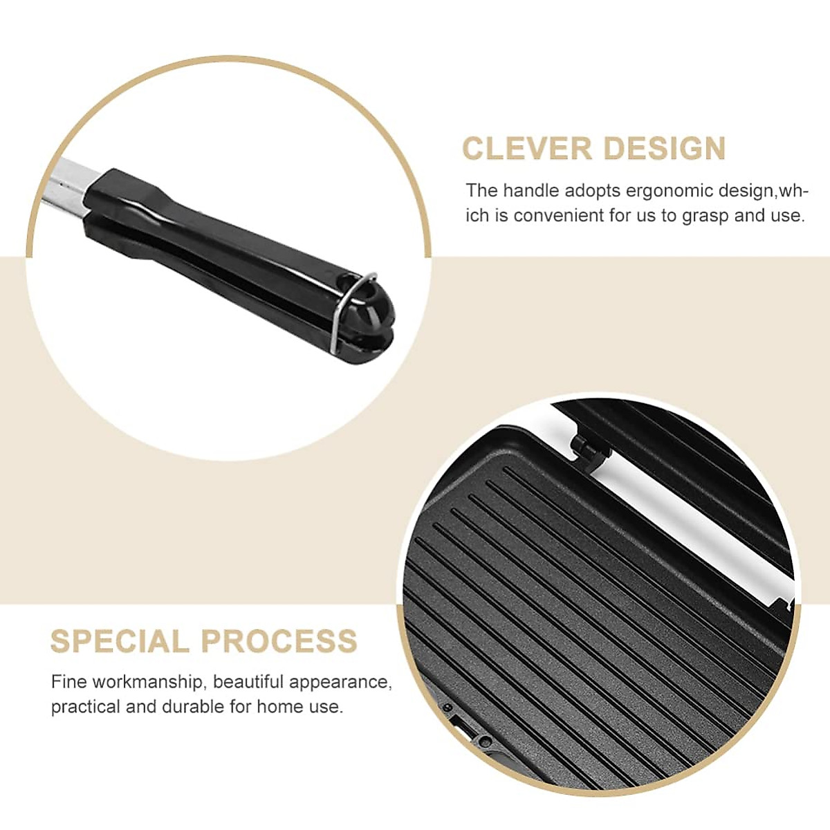 HEMOTON Sandwich Pan Double Side Pancake Breakfast Cooking Skillet Sandwich Baking Bbq Grill Pan Kitchen Breakfast Frying Pans Electric Skillet Maker Knotty Aluminum Snack Clamshell