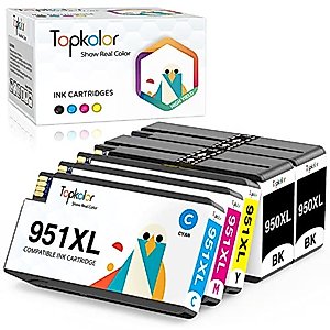 Topkolor 950XL 951XL Compatible Ink Cartridge Replacement for 950 951 XL,4Pack Ink Cartridges Combo for HP OfficeJet Pro 8600 8620 8625 8640 8100 8610 8630 276dw 251dw Series Printers, 5 Packs