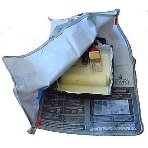 Kovrd 2-in-1 Reusable Paint Tray Storage Bag and 39” x 29” Drop Cloth, Keep Brushes Rollers and Paint Wet for Days, Fits 5-gal Bucket, Contractor Quality for Professional Interior and Exterior Jobs