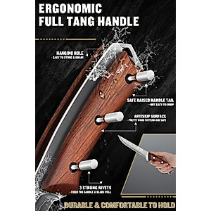 ROCOCO Damascus Boning Knife for Meat Cutting Deboning Brisket Slicing Trimming knife Fish Fillet Knife with Narrow Blade for Kitchen Camping BBQ Birthday Mothday's Day Gift 5.3"