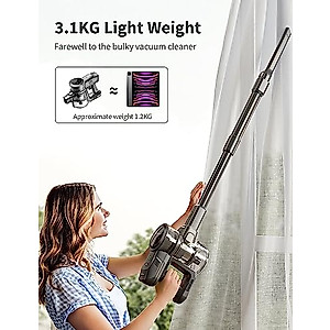 kalado Cordless Vacuum Cleaner, 26Kpa Stick Vacuum with 40Min Detachable Battery, 250W Brushless Motor, LED Display, 6 in 1 Lightweight Upright Vacuum for Pet Hair Carpet Car Floor（2 Years Warranty）