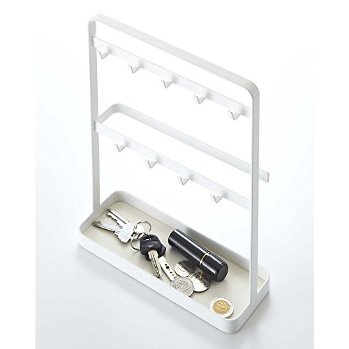 Yamazaki Stand Home Rack-Modern Hook Organizer Stand | Steel | Key Storage, One Size, White