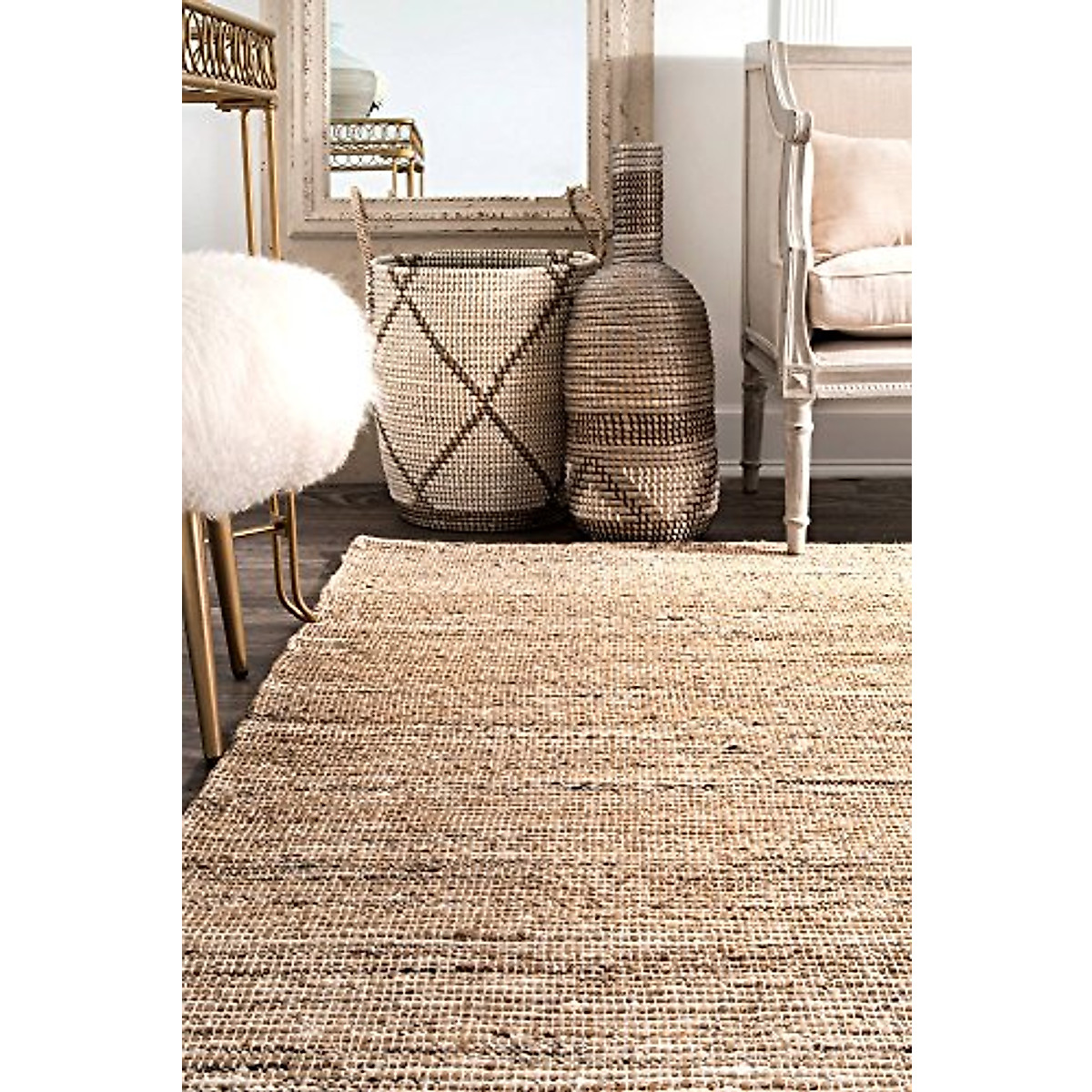 nuLOOM Emery Hand Woven Jute Area Rug, 5' x 8', Natural