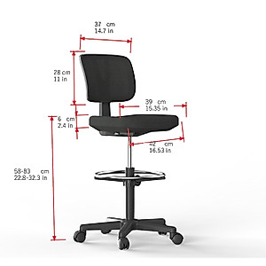 Amazon Basics Mid-back Mesh Office Drafting Chair Stool with Adjustable Footrest