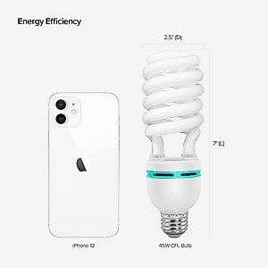 LimoStudio [2-Pack] 45 Watt, 6500K Fluorescent CFL Daylight Balanced Light Bulb for Photography Photo Video Studio Lighting, AGG2359