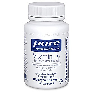 Pure Encapsulations Vitamin D3 250 mcg (10,000 IU) | Supplement to Support Bone, Joint, Breast, Heart, Colon and Immune Health* | 120 Capsules