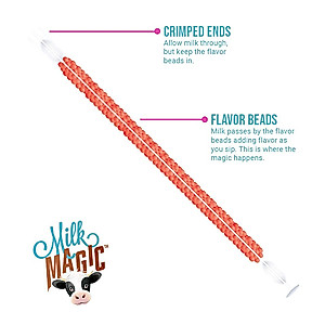 Milk Magic Strawberry Milk Flavoring Straws, use for Drinks & Cereal, Gluten-Free BPA free Non-GMO Low in Sugar All-natural Flavor Straws, Encourage Milk Drinking - 24 Count, 2 Pack (48 Straws total)