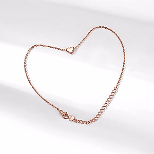 Silvora Ankle Bracelet Women Sterling Silver Summer Chain Anklet for Women Rommantic Dainty Delicate Jewelry Rose Gold