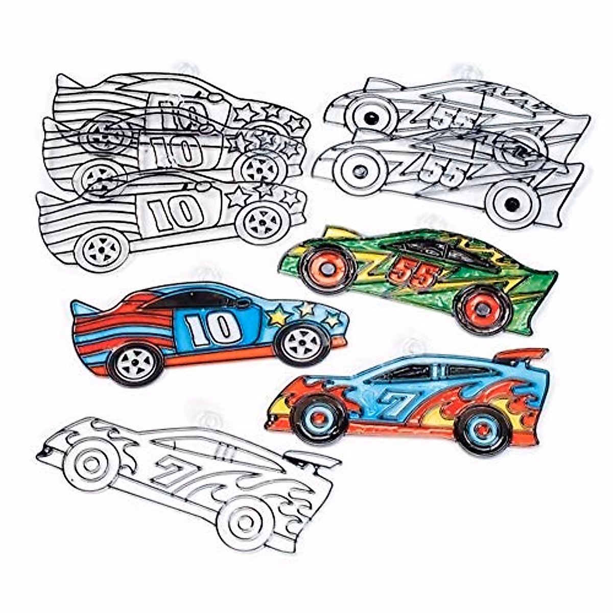 S&S Worldwide-P1130018 Race Car Sun Catchers (Pack of 12), 5-3/4inx2in