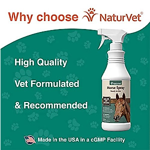 NaturVet Natural Horse Spray for Flies – for Horses Coat, Legs, Shoulders & Neck – Includes Citronella, Rosemary, Cedar Oils – Herbal Fragrance for Horses – 32 Oz.