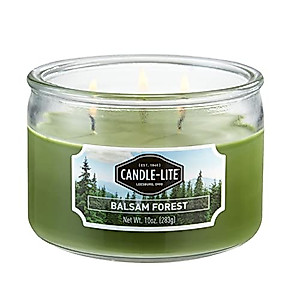 Candle-Lite Everyday Scented Balsam Forest 3-Wick Jar Candle, 10 oz, Green