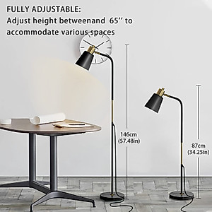 Floor Lamp, Industrial Floor Lamp Height Adjustable 360°Rotation Lampshade Modern Standing Lamp, Floor Lamps for Living Room, Office, Bedroom Reading, Work etc (Black)