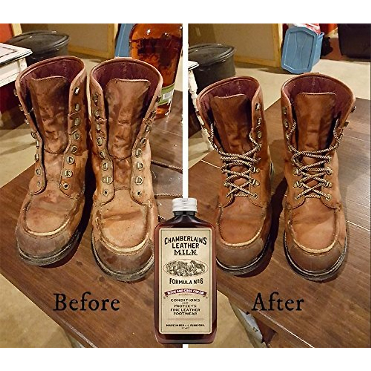 Leather Milk Leather Boot & Shoe Conditioner and Cleaner - No. 6 - All-Natural, Non-Toxic Shoe Care Cream Made in The USA. 2 Sizes. Includes Polishing Applicator Pad!