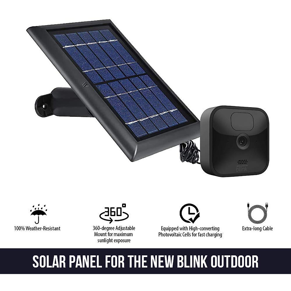 Wasserstein Outdoor Solar Panel with Internal Battery Compatible with Blink Outdoor and XT2/XT Cameras (Single)