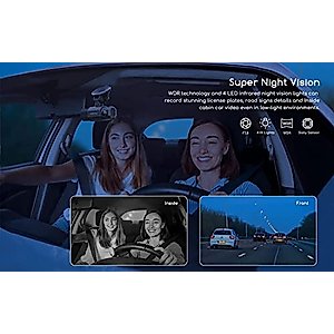 Dual Dash Cam with Built-in GPS, COOAU 1080P Front and Inside WiFi Dash Camera for Cars, Sony Sensor, Supercapacitor, 4 IR Night Vision, G-Sensor, Loop-Recording & Parking Mode (D20)