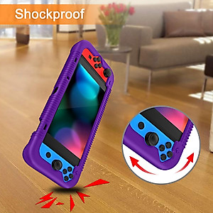 FINTIE Silicone Case Compatible with Nintendo Switch - Soft [Anti-Slip] [Shock Proof] Protective Cover with Ergonomic Grip Design, Drop Protection Grip Case (Purple)