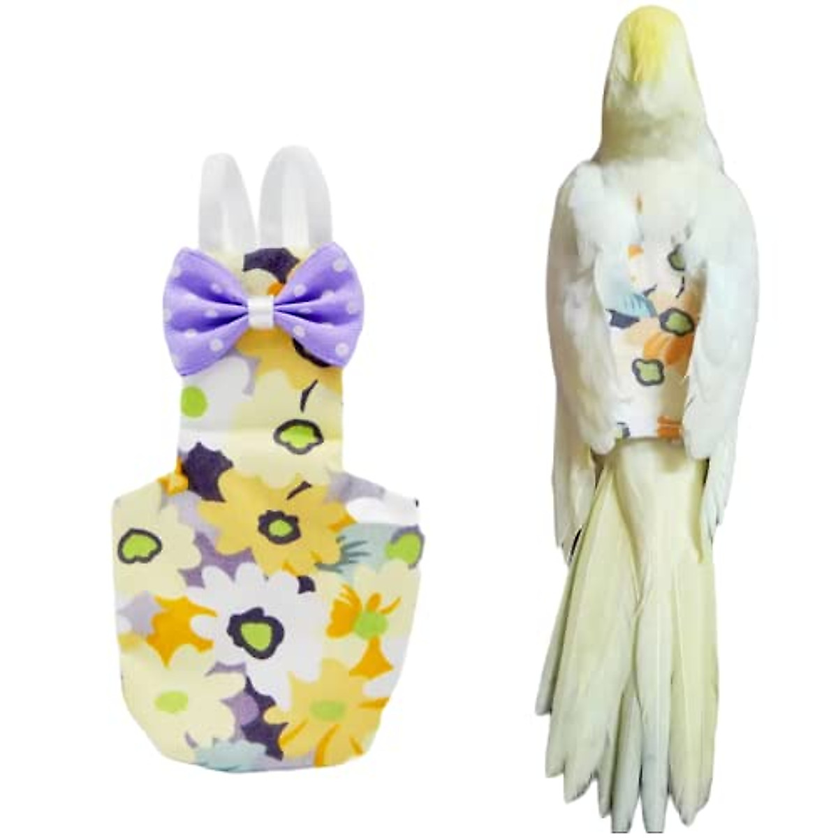 Bird Flight Suits Diapers, Parrot Flight Suits Diapers for Monk Parakeets, Cockatiels Flight Suits, Parrot Clothes, Bird Training Nappy Suit Liners Clothes (Medium,Yellow-A)
