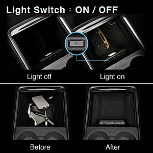 JOWUA USB hub with LED Light Compatible for 2021-2023 Tesla Model Y & Model 3 with Dual USB-C Ports