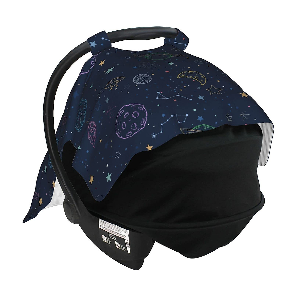 ALYYDFF Baby Car Seat Cover for Babies Breathable Carseat Canopy for Newborn Nursing Scarf with Peekaboo Opening - Color Space Galaxy Pattern Blue