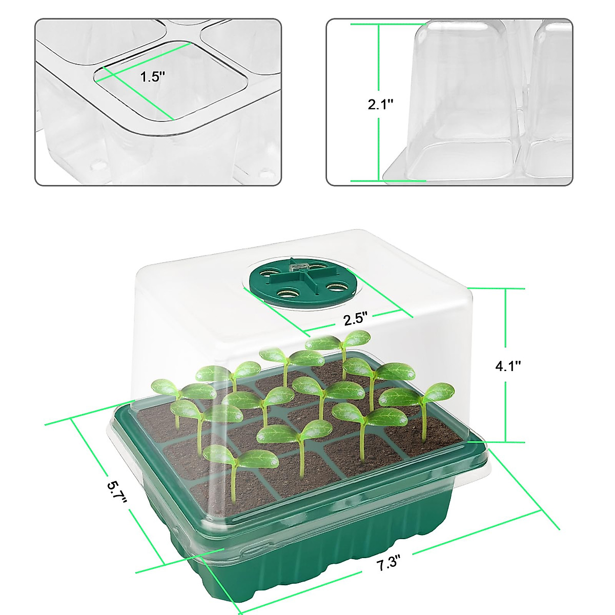 Seed Starter Tray, Plant Propagation Station with Grow Light, Seedling Starter Trays with Timing Controller, Mini Greenhouse Kit with Humidity Domes and Base, Plant Tray for Seeds Growing Starting