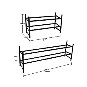 CATDMO 2-Tier Free Standing Shoe Rack Metal Iron Stackable and extensible design. 4 Pair Shoe Shelf Tower Storage Organizer, Black，41.5" (W) x 9" (D) x 14" (H) (Black) KNE-SRIRAC12