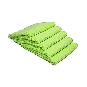 Autofiber Zeroedge Detailing Towel (Pack of 5) Edgeless Microfiber Polishing, Buffing, Window, Glass, Waterless, Rinseless, Car Wash Towels (Green)