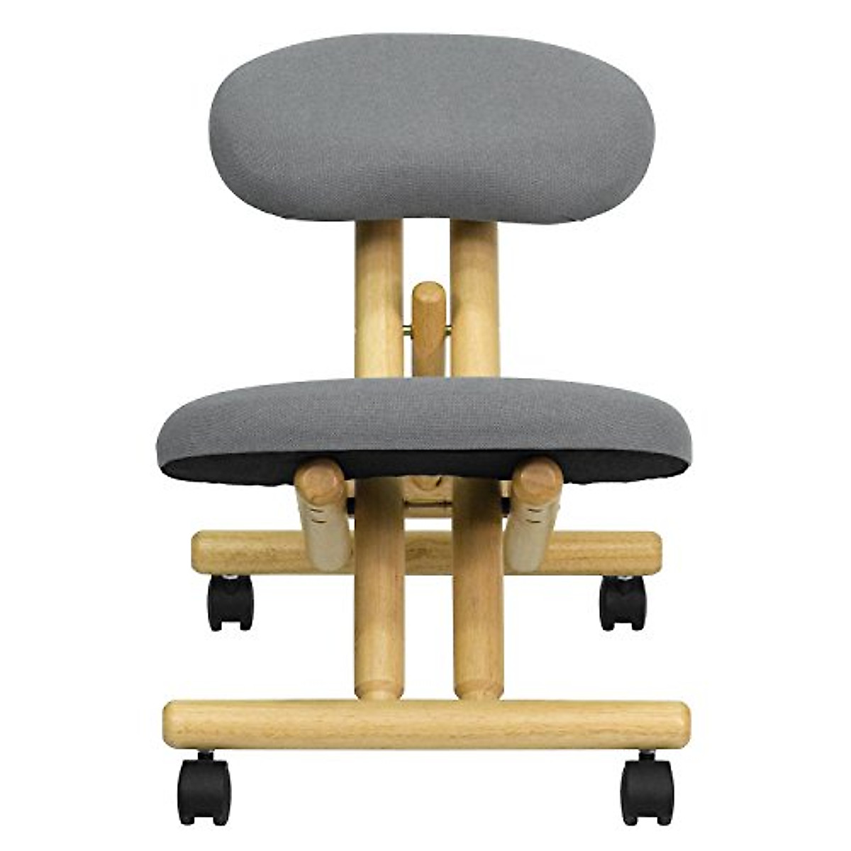Flash Furniture Mobile Wooden Ergonomic Kneeling Office Chair in Gray Fabric
