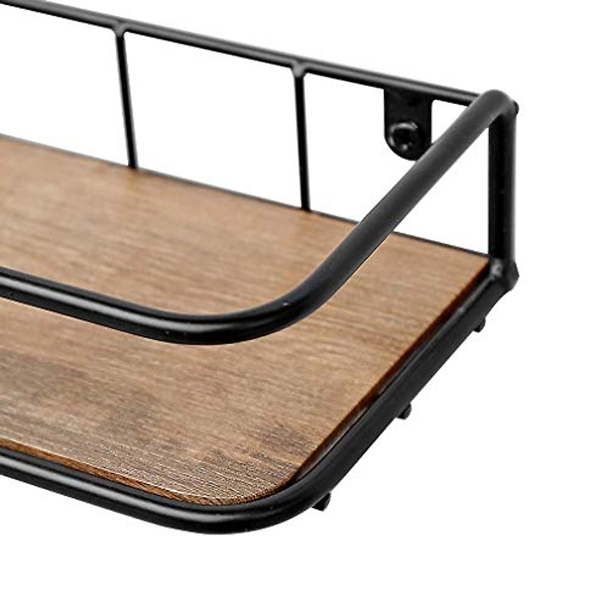 QEEIG Bathroom Shelves Over Toilet - Floating Wall Shelf with Towel Bar Farmhouse Set of 2, Rustic Brown (FS626)