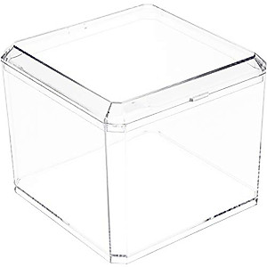Pioneer Plastics 028C Clear Square Plastic Container, 3.75" W x 3.0625" H