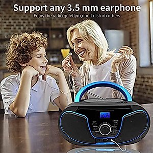 LONPOO Stereo CD Boombox Portable Bluetooth Digital Tuner FM Radio CD Player with USB Playback,Bluetooth-in,AUX Input and 3.5mm Earphone Output & Music Sound System