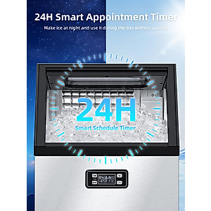 Antarctic Star Commercial Ice Maker - 100lbs/24H Under Counter Ice Maker Machine with 2 Way Water Inlet, 33lbs Storage, Stainless Steel, Under Counter Ice Machine for Home/Bar/Restaurant