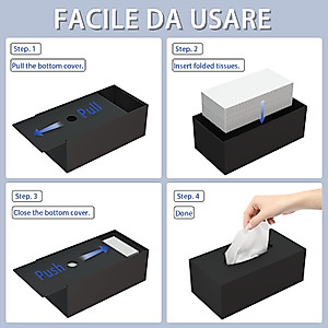 Acrylic Tissue Box Holder, PITBVO Rectangular Shiny Black Tissue Box Cover, Table Facial Napkin Dispenser for Car, Bathroom, Bedroom, Kitchen, Office, Living Room, Counter, Hotel Use