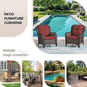 Bellefurn Patio Furniture Cushions Deep Seat Cushion & Back Cushion Replacement Thickened Cushions Water Resistant Cushions for Patio Chair Sofa Couch Outdoor Cushions 22.4in, Red(2 Set)