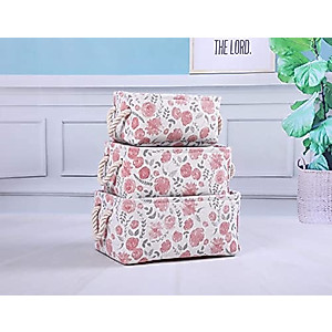 MAIZMZ Rectangular Storage Basket Collapsible Organizer Bin Thick Toy Box for Organizing Home/Dorm/Kitchen/Pet/Office/Closet/Shelf/Gift Baskets(rose)