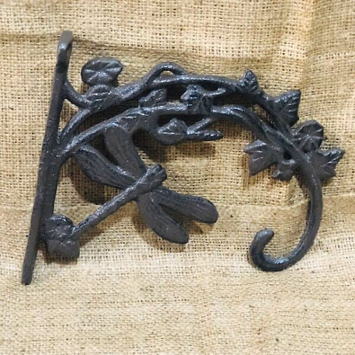 4 Dragonfly Plant Hook Hangers Cast Iron Antique Style Rustic Farmhouse Hanging for Mudroom, Coat Hook, Purse Rack, Hat Hooks