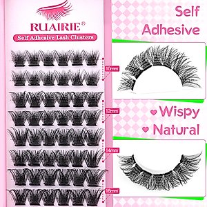 Self Adhesive Eyelashes Lash Clusters DIY Eyelash Extensions 48pcs Self Adhesive Individual Lash Extensions CD Curl Eyelash Clusters Lashes