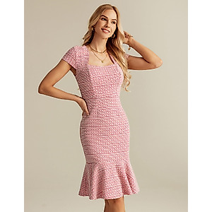 GRACE KARIN Bridesmaid Fishtail Bodycon Midi Dress for Wedding Womens Cocktail Dress Rose