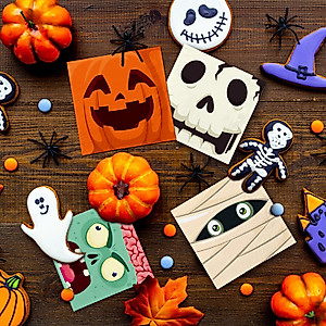 Halloween Party Supplies Kit for 24 Guests - Halloween Design with Disposable Dinner & Dessert Plates, Napkins, Cups, Tablecloth, and Banner -for Halloween Birthday Party Decorations