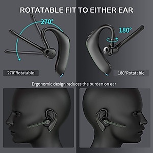 Bluetooth Headset,Wireless Bluetooth Earpiece V5.0 Dual Mic Noise Cancelling Earphone Built-in 2Mic 16Hrs Hands-Free Calling for Driving/Business/Office/Trucker with iPhone Android Cell Phones (Green)