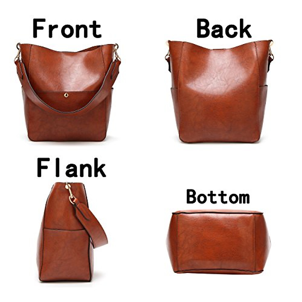 Molodo Womens Handbag, Pu Leather Bucket Tote Purse And Handbags Medium Satchel Hobo Purse Designer Work Shoulder Bags