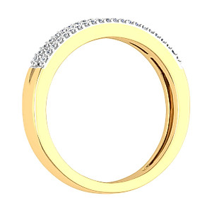 1/4 Carat Round & Baguette Shape Diamond Wedding Band Ring in 10K Yellow Gold (Ring Size 6.5)