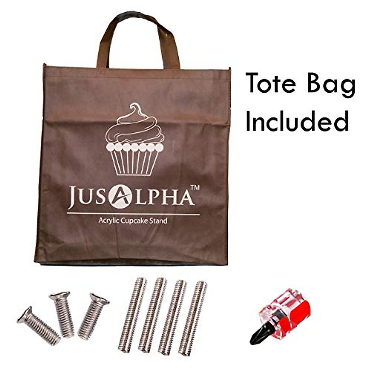 Jusalpha® Large 4 Tier Square Acrylic Cupcake Tower Stand for Dessert, Pastry, Serving Platter-Candy Bar Party Décor and Supply(with Rod Feet) (4SF-V2)