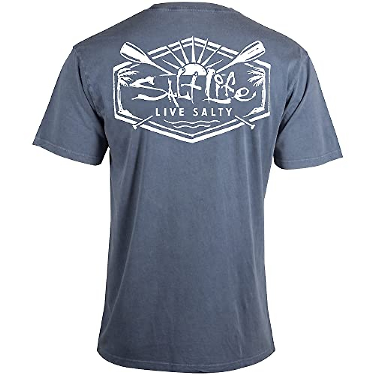 Salt Life Sunrise Paddle Short Sleeve Classic Fit Shirt, Washed Navy, X-Large