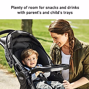 GRACO FastAction SE Travel System Includes Quick Folding Stroller and SnugRide 35 Lite Infant Car Seat, Derby