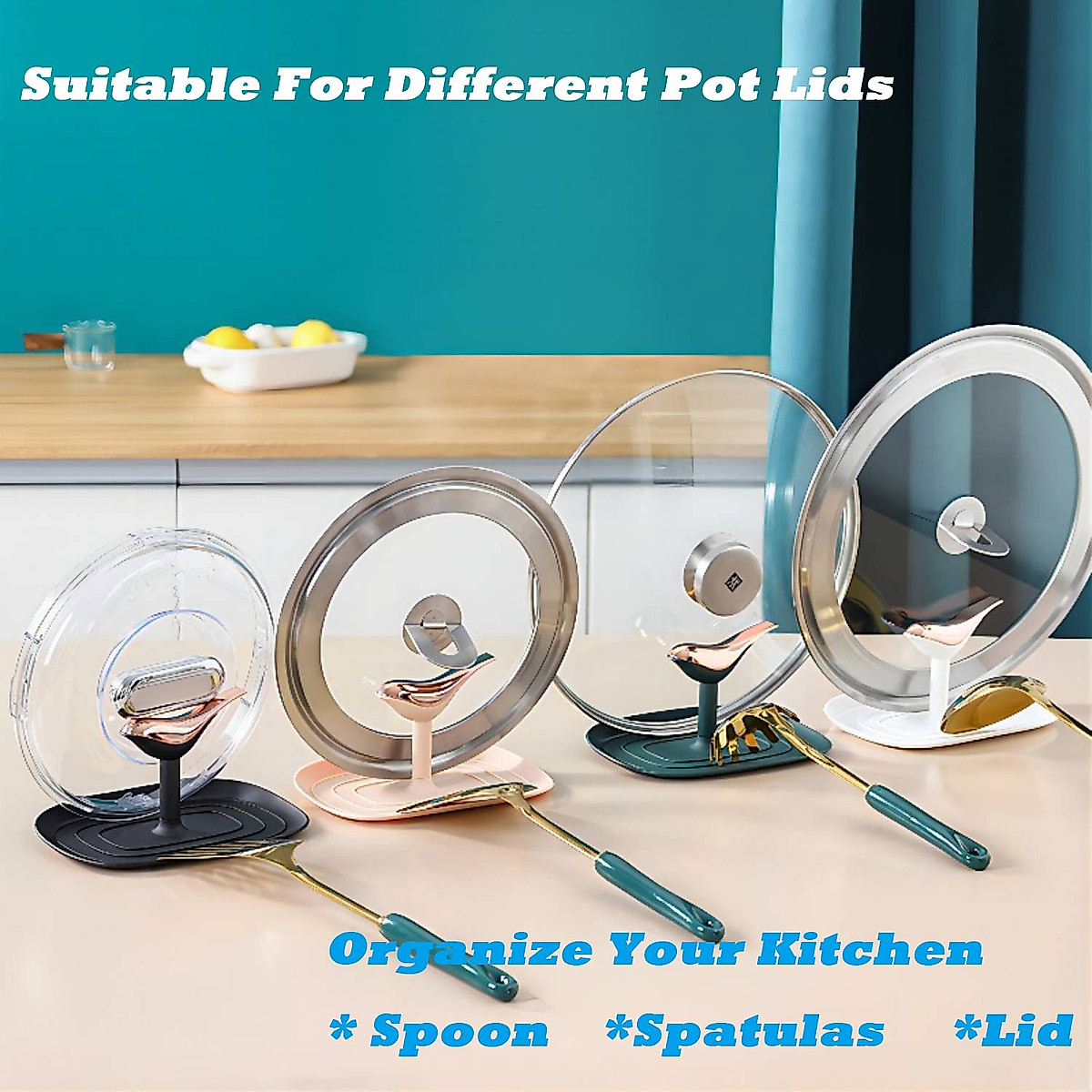 Spoon Rest for Kitchen Counter, Bird-shaped Utensil Rest for Stove Top, Pot Lid Holder Cooking Ladle Spatula and Grill Collapsible Utensil Organizer (White)