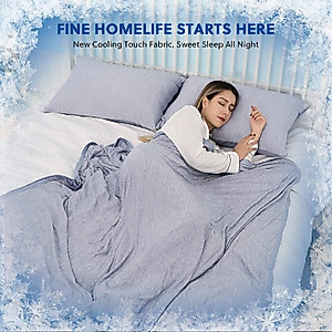 HOMFINE Cooling Blankets for Hot Sleepers - Summer Blanket Thin Lightweight Breathable Soft Double Side Enhanced Cooling Blanket for Bed Couch Sofa, Keep Cool for Night Sweats (Blue, 108 x 90 inches)