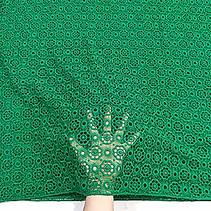LadyQ African Lace Fabric French Nigerian Embroidered Cord Lace Fabric for Women Wedding Party Dress Silk Milk Lace 713LD (Green)