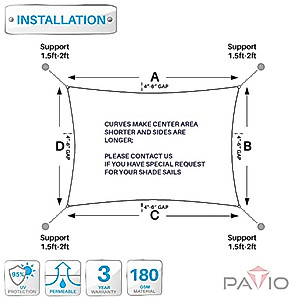 Patio Paradise 16' x 16' Light Grey Sun Shade Sail Square Square Canopy - Permeable UV Block Fabric Durable Patio Outdoor - Customized Available